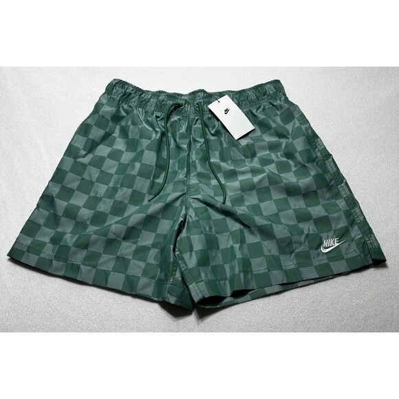Nike | Shorts | Nike Mens Club Flow Green Shorts Checkered Checkers ...